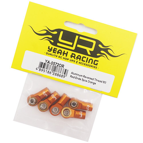 Yeah Racing YA-0572OR Aluminum Reversed Thread M3 Rod Ends 5pcs Orange ...
