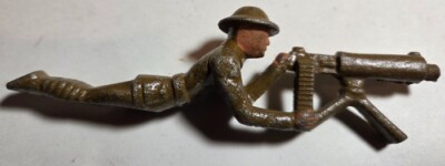 Barclay 1940's Manoil Pod Foot cast metal Soldier WW1 Machine Gunner ...