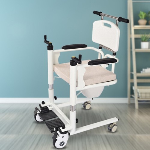 Patient Lift Transfer Chair Bathroom Wheelchair w/180° Split Seat with ...