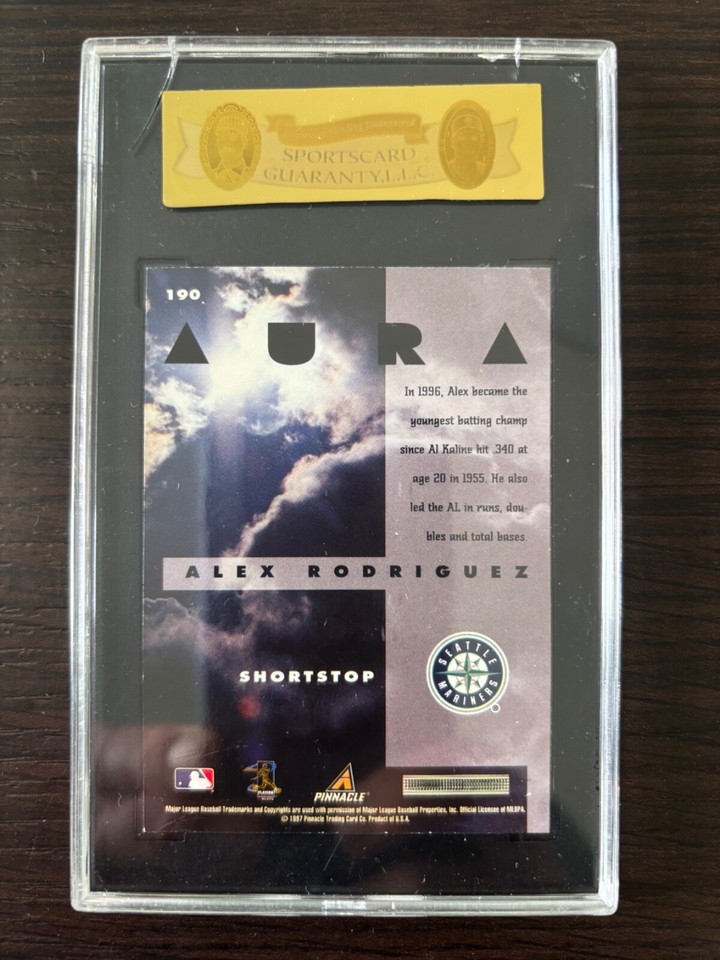 1997 PINNACLE BASEBALL #190 ALEX RODRIGUEZ AURA SGC 92 NEAR MINT-MINT ...