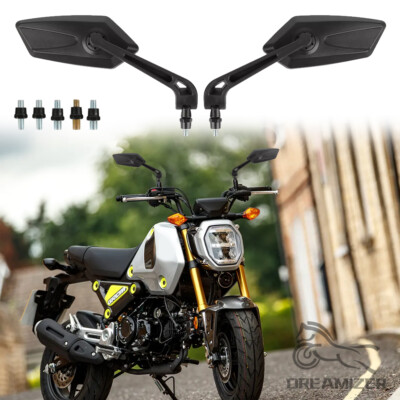 Black Motorcycle 8mm/10mm Rear View Side Mirrors For Honda Grom MSX125 ...