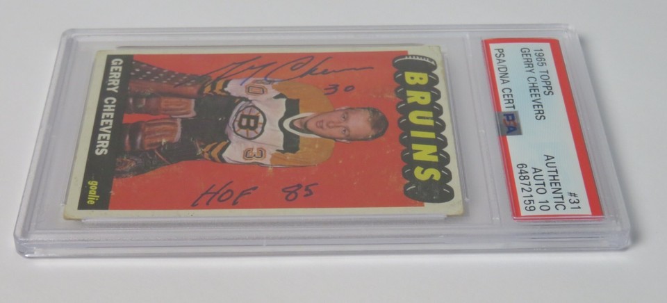 Gerry Cheevers HOF Signed Autograph 1965 Topps RC Rookie Card 31 PSA 10 ...