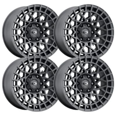 (Set-4) Vision 349 Savage 17X8.5 5x127 -24mm Satin Black wheels rims 17 ...