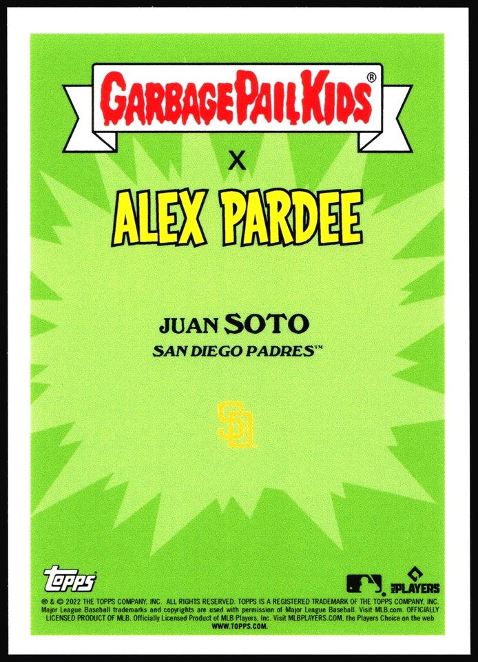 Juan Resurrect Ted Soto 2022 GPK x MLB Alex Pardee #7B RC Padres R3-206 ...