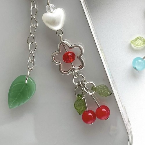 Fashion Strawberry Blueberry Cherry Keychain Beads Keyring Car Key ...