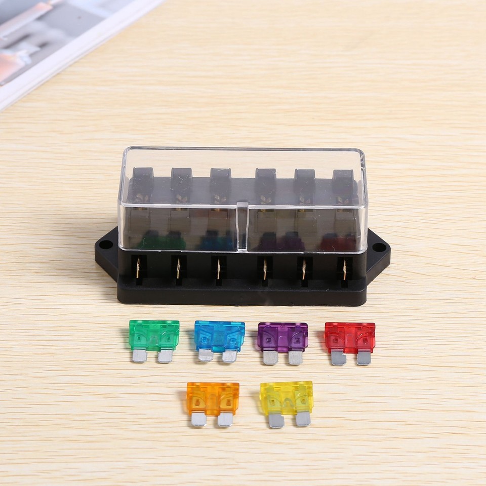 6X 6 WAY FUSE HOLDER BOX CAR VEHICLE CIRCUIT BLADE FUSE BOX + FUSE US ...