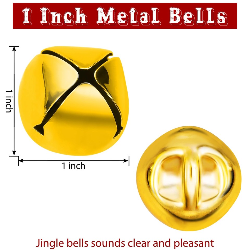 Jingle Bells for Crafts,1 Inch Large Jingle Bells Bulk, 50 Pcs ...