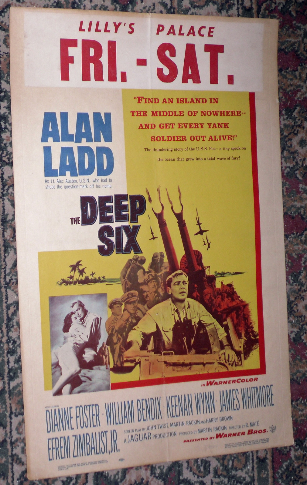 THE DEEP SIX original 1958 WW2 U.S. NAVY movie poster ALAN LADD/DIANNE ...