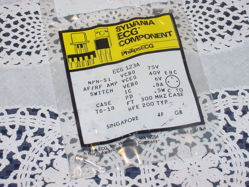 ECG123A NPN Transistor ECG Component SYLVANIA 2n2222a 6 Pcs for sale ...