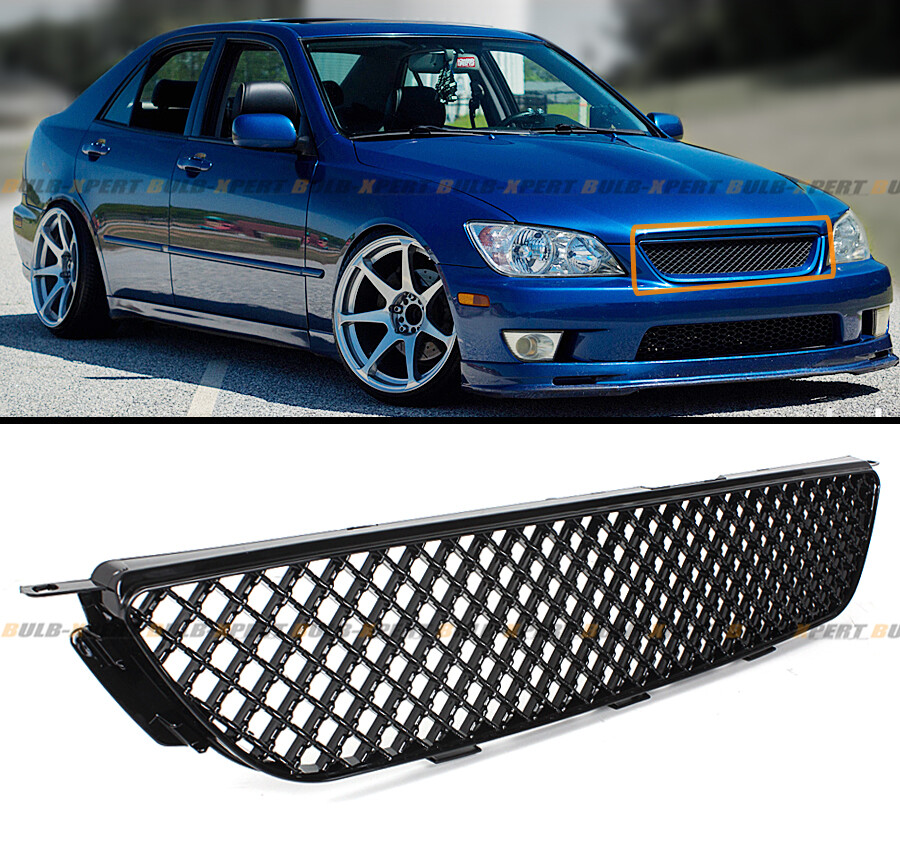 VIP Black JDM Diamond Front Bumper Upper Mesh Grill Grille For 01-05 ...