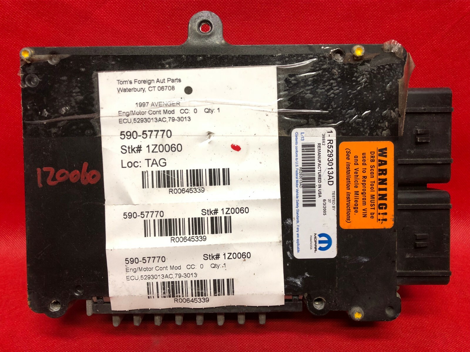 REFLASHED VIN MOPAR 97 DODGE AVENGER ECLIPSE 2.0 ECM ECU PCM 05293013AD ...