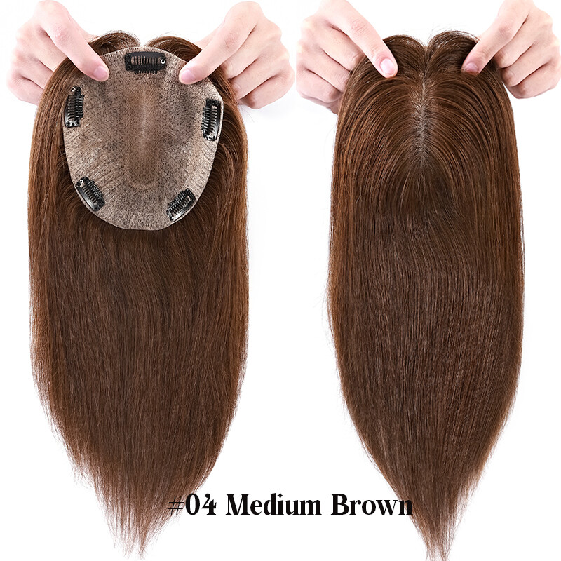 Women 100% Real Human Hair Topper Hairpiece Clip In Female Wiglets Wigs ...