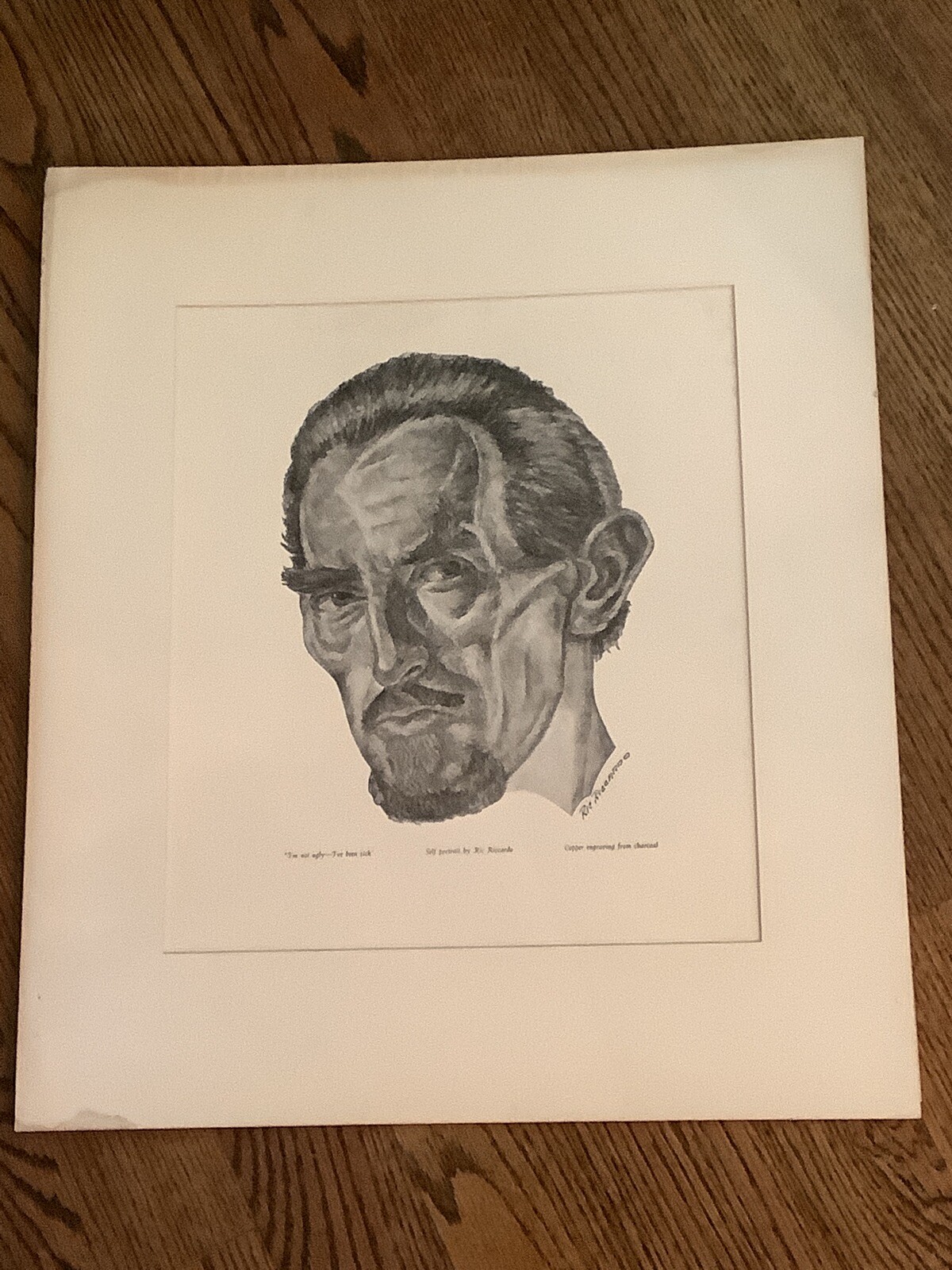 Vintage Matted Signed Ric Riccardo Self Portrait Copper Engraving from ...