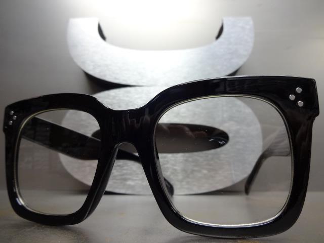 OVERSIZE VINTAGE RETRO NERD Style Clear Lens EYE GLASSES Thick Large ...