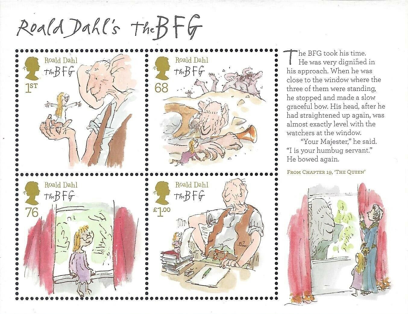 MINT 2012 GB ROALD DAHL THE BFG STAMP MINI SHEET | eBay UK