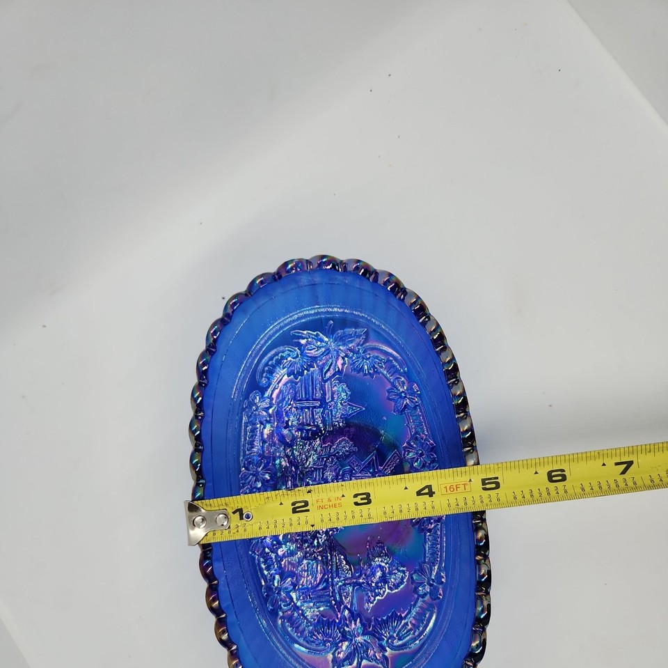 Vintage Imperial Windmill Carnival Glass Bowl Iridescent Blue | eBay