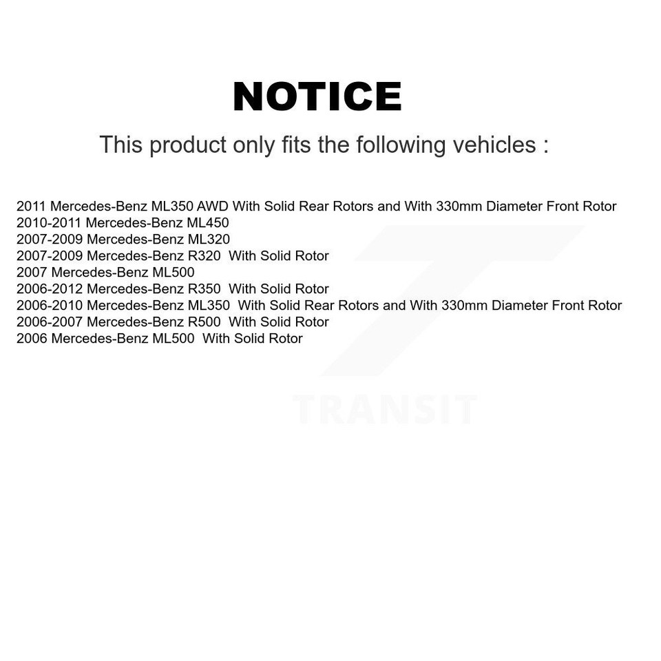 Rear Brake Rotors Semi-Metallic Pad Kit For Mercedes-Benz ML350 ML320 ...