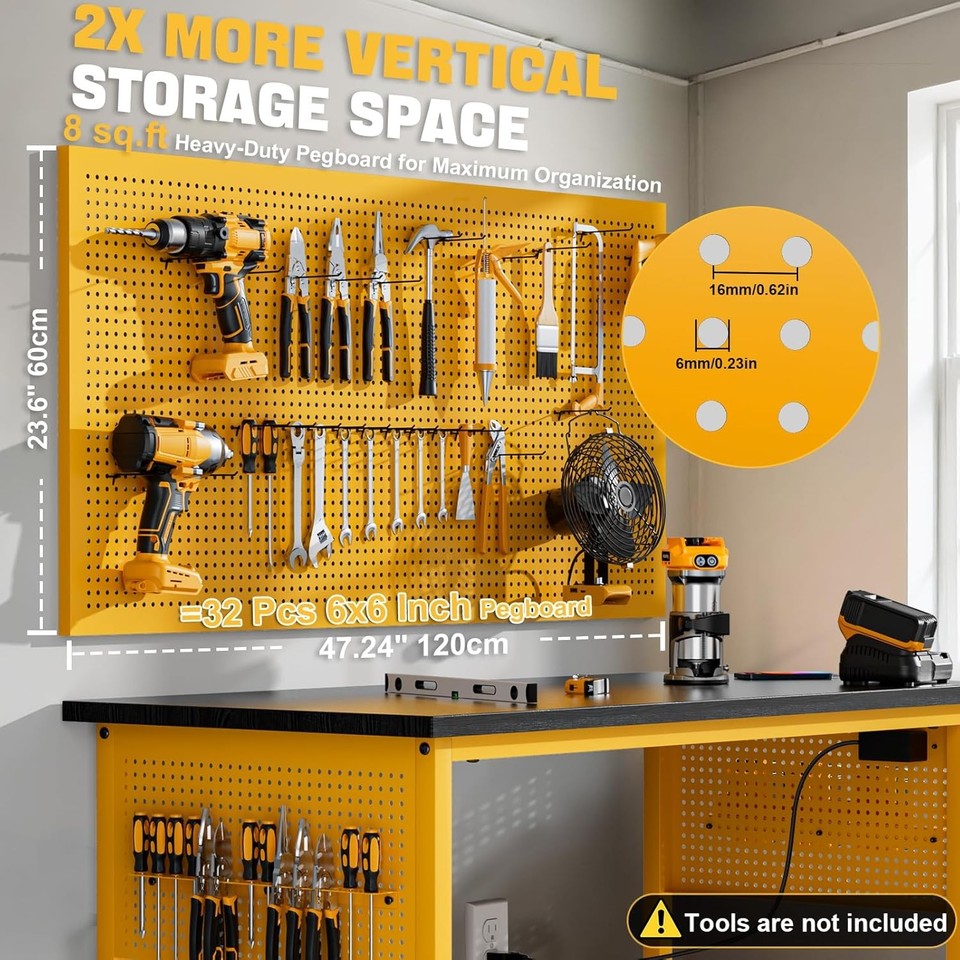 Work Bench 47" Heavy Duty Workbench W/ Power Outlet & USB-C Exclusive ...