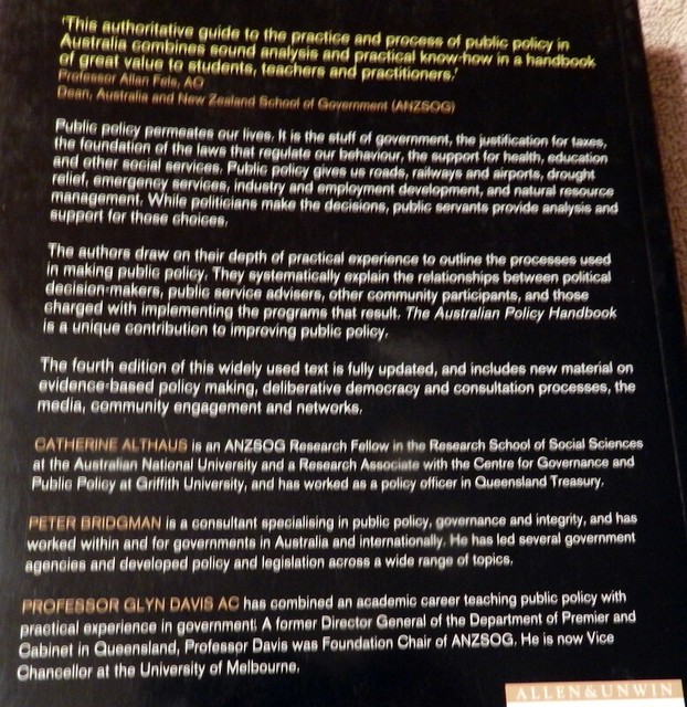The Australian Policy Handbook by Peter Bridgman, Catherine Althaus and ...