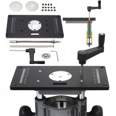 Router Table Insert Plate Lift Refit Trimming Machine Aluminum Flip ...