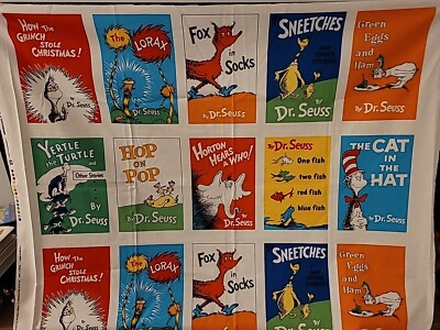 Dr Seuss Fabric Adventure Book Covers Robert Kaufman 22" Panel 15 Book ...