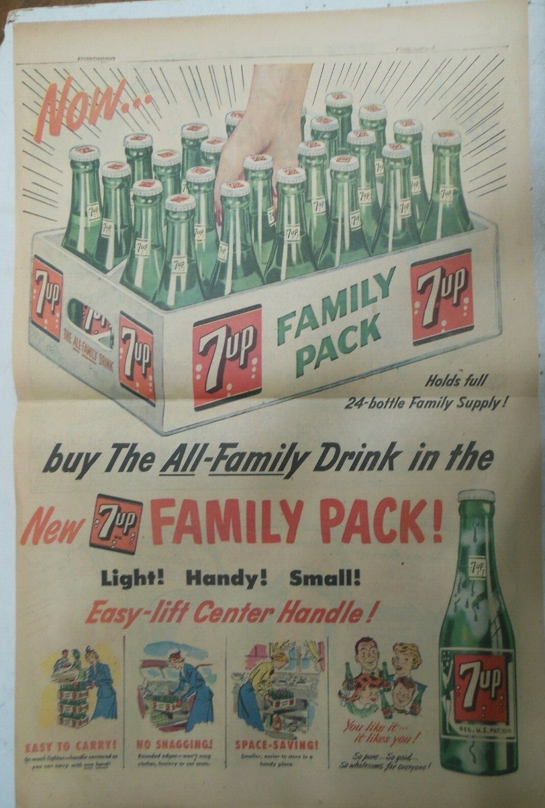 7-Up Ad: Fresh Up With Seven-Up! Family Drink ! from 1950's Size 15 x ...