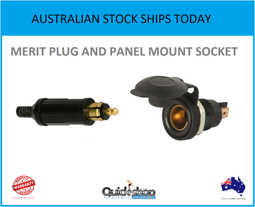 Merit Plug and Panel Mount Socket Set 12V Caravan Fridge, Marine Boat ...
