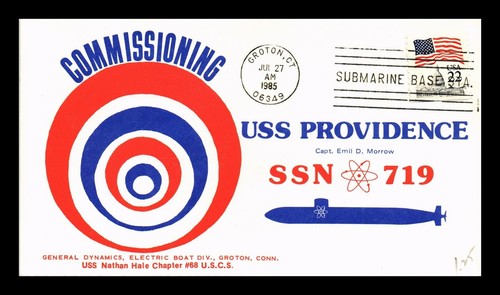 US NAVAL COVER USS PROVIDENCE SSN-719 COMMISSIONING GROTON CONNECTICUT ...