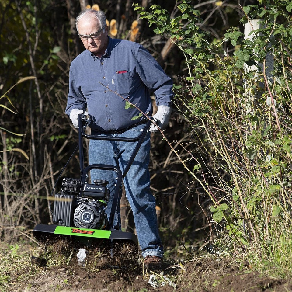 Tazz 35310 2-in-1 Front Tine Tiller/Cultivator, 79cc 4-Cycle Viper ...