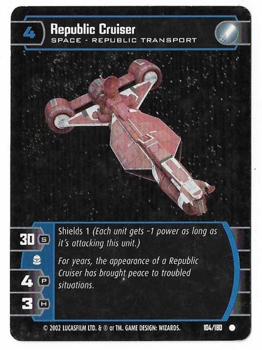 2002 Star Wars TCG Republic Cruiser CCG Attack Of The Clones Common ...