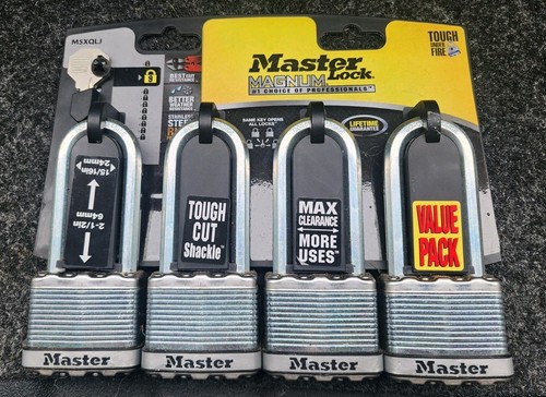 Master Lock 2" Steel Dual Bearing Padlock - Pack of 4 Same Keys Works ...