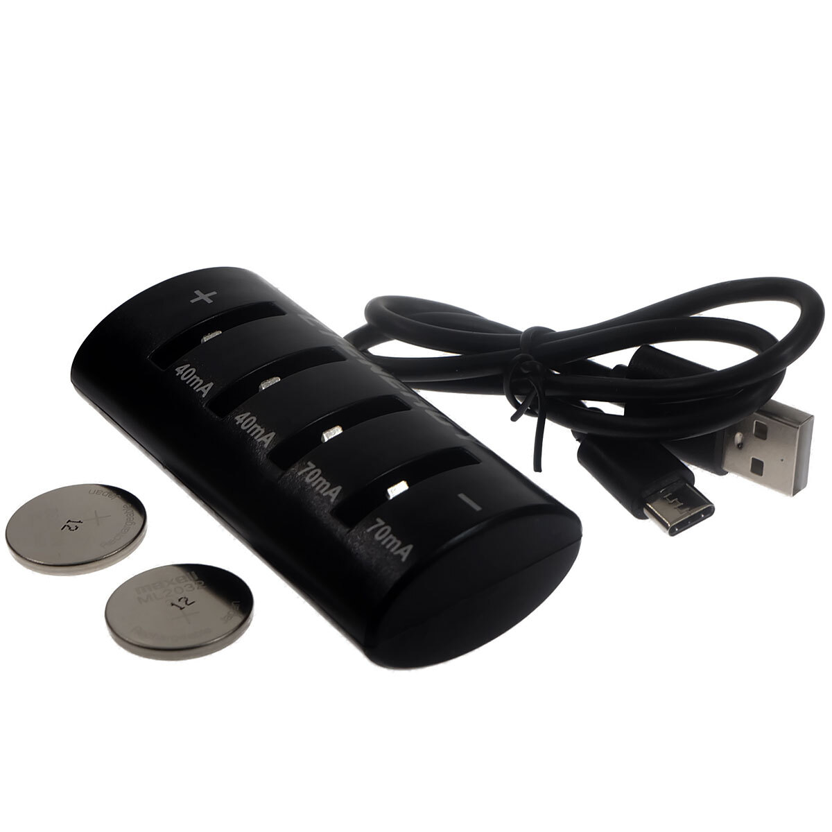 USB Recharge Lithium Coin Cell Button Battery CHARGER (3V ML2032/3.6V ...