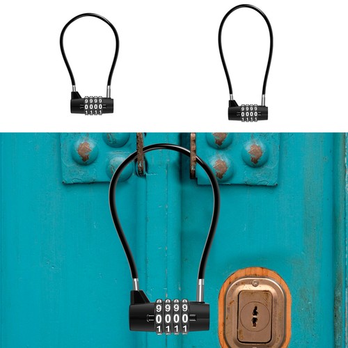 Cable Combination Lock 4-Digit Steel Cable Rope Password Lock Zinc ...