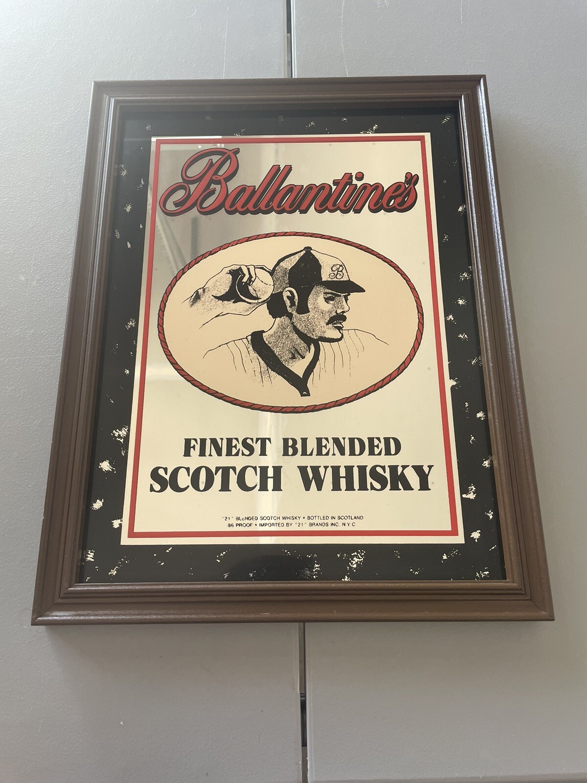 RARE Ballantine's Scotch Whiskey Sports Series Baseball Mirror Sign ...
