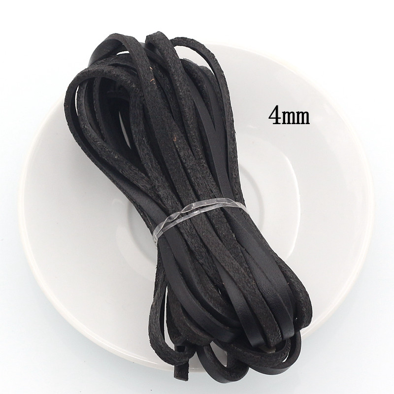 5M DIY Flat Real Genuine Leather Rope Cord Strap String First Layer ...