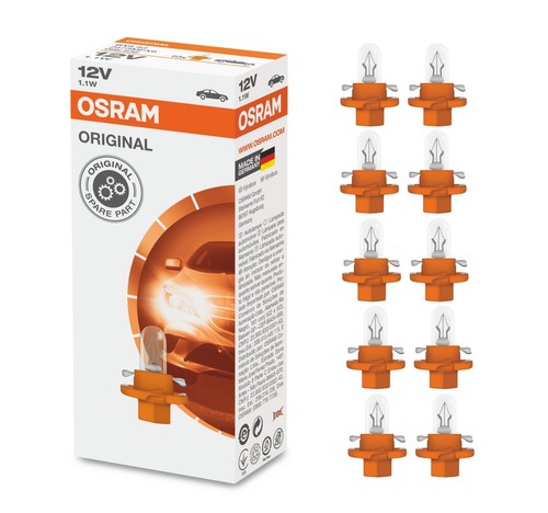 10x OSRAM 2473MFX6 Glühlampe Leiterplatten Lampe 12V BX8 4D Sockel ...