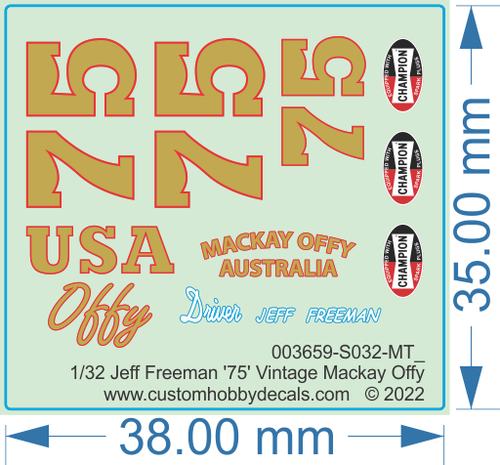 Jeff Freeman '75' Vintage Mackay Offy - Midget Speedcar - Water Decal ...