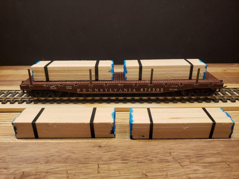 HO Scale Flat Car FINE CUT Lumber Loads Handmade | eBay