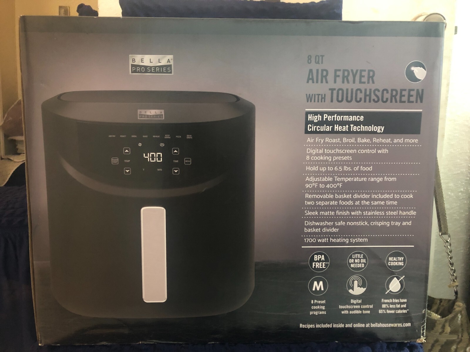 Bella Pro Series - 8-qt. Digital Air Fryer with Divided Basket - Black ...