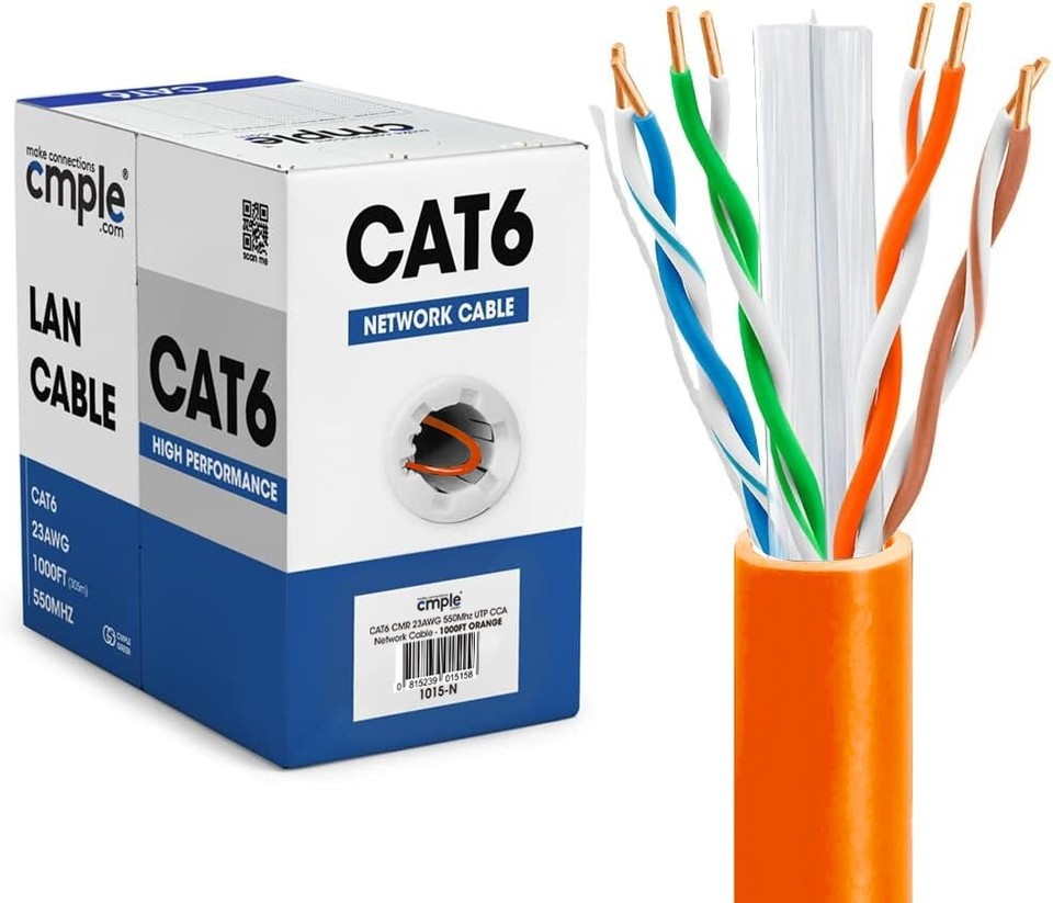 1000ft Cat 6 Ethernet Cable CCA Network Cable 550MHz CMR Cat6 Cord | eBay