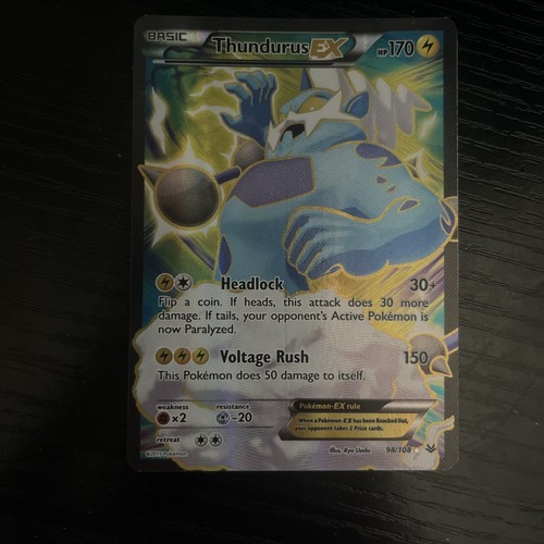 Pokémon TCG Thundurus EX Roaring Skies 98/108 Full Art Ultra Rare Holo ...