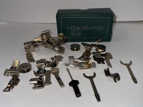 Vintage Greist Sewing Machine Attachments Ruffler Feet Guides Hemmers ...