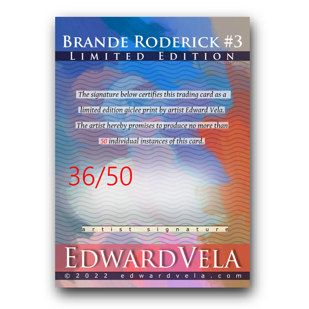 Brande Roderick #3 Art Card Limited 36/50 Edward Vela Signed ...