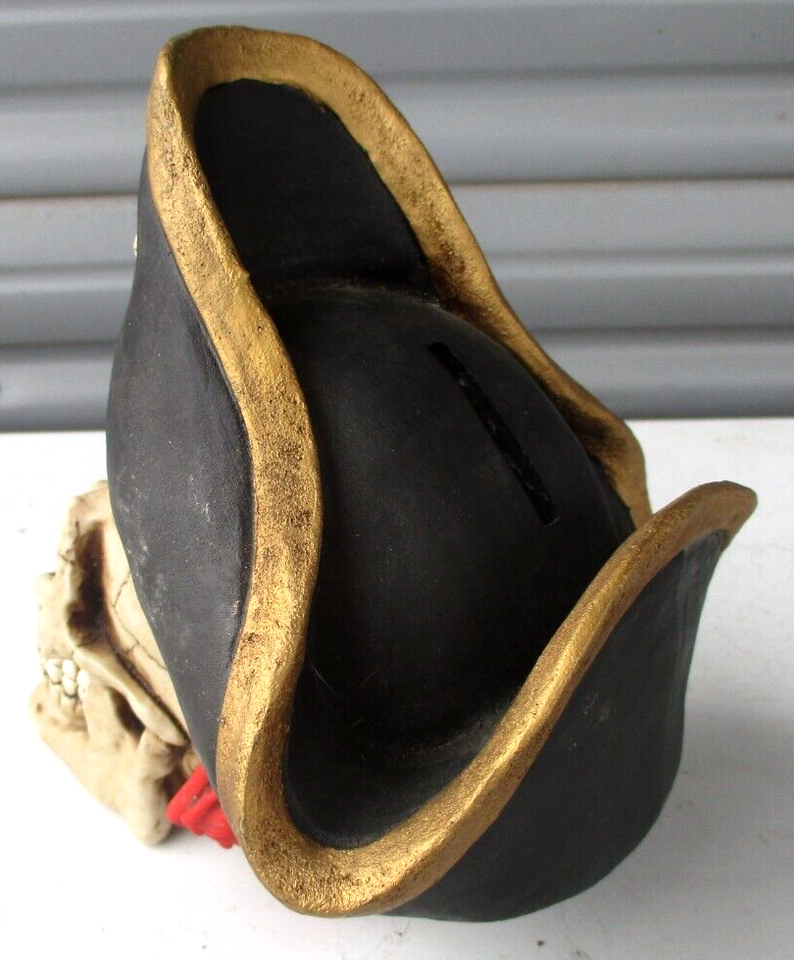 Unique! Resin! 6" Pirate Skull Coin Bank! Skull and Cross Bones! 2000 W ...