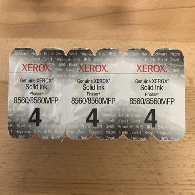 3 Pack Xerox 108R00727 Genuine Black Solid Ink for Phaser 8560 New ...