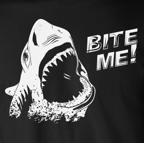 BITE ME Shark Week tee teeth funny attack college humor rude surf T ...