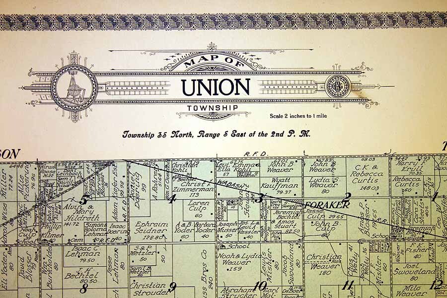 Union Township 1915 Plat Map Elkhart County Indiana | eBay