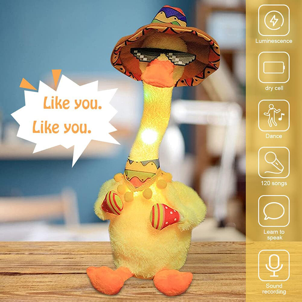 Electric Musical Duck Toy Lovely 9.8in Comfortable Singing Dancing Duck ...