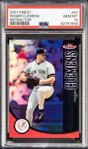 2001 Topps Finest Refractor #97 Roger Clemens /499 PSA 10 Gem POP 4 ...