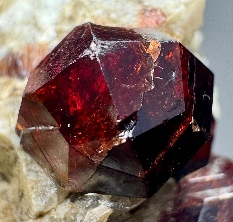 Dark Red Spessartine Garnet Crystals On Quartz,, Mica and Feldspar. 264 ...